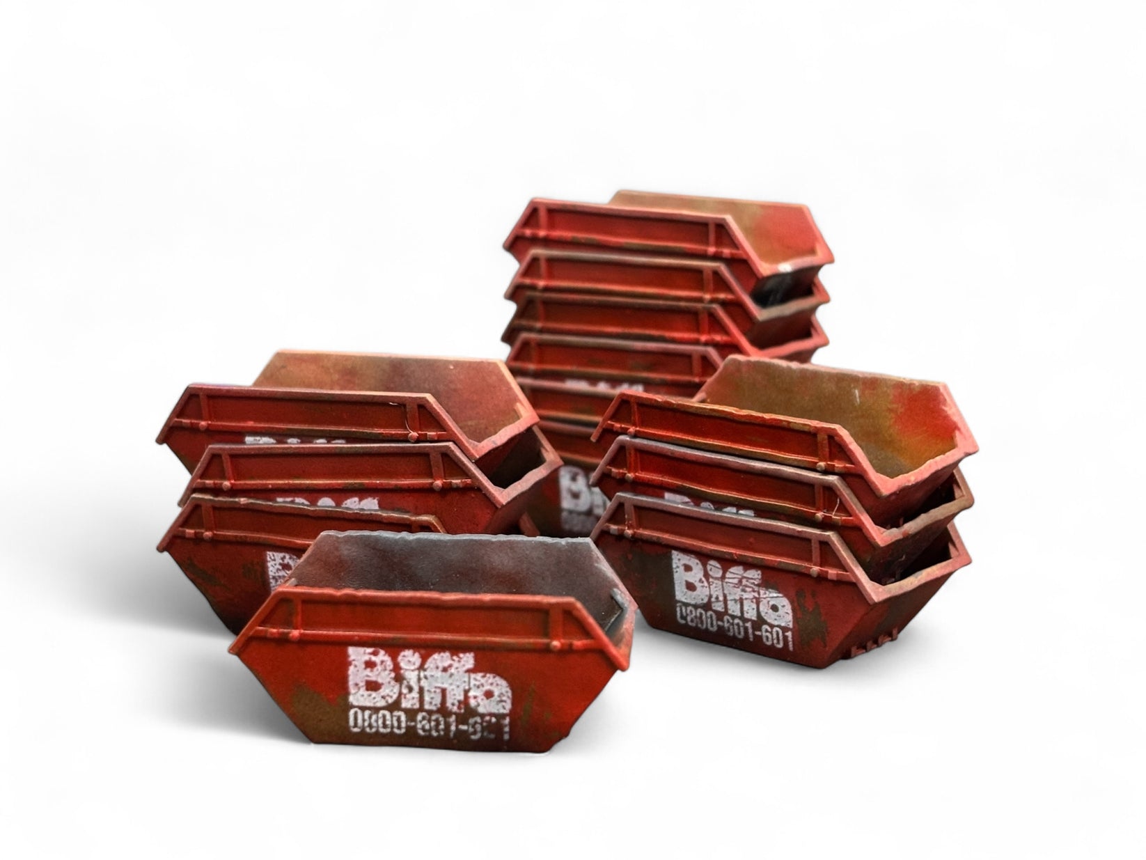 Rusty Stackable Skips - Biffa Red - TT:120 – Bunters Yard